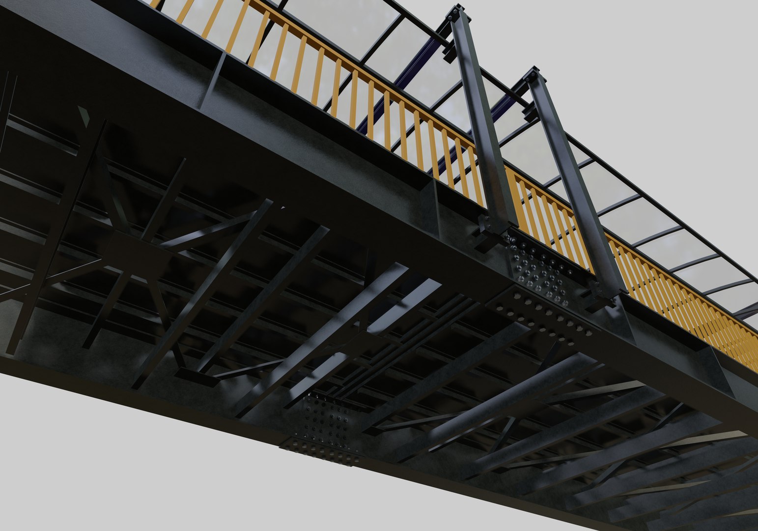 3D Steel Pedestrian Bridge-Elevator-Escalator-Straight Type-20 ...