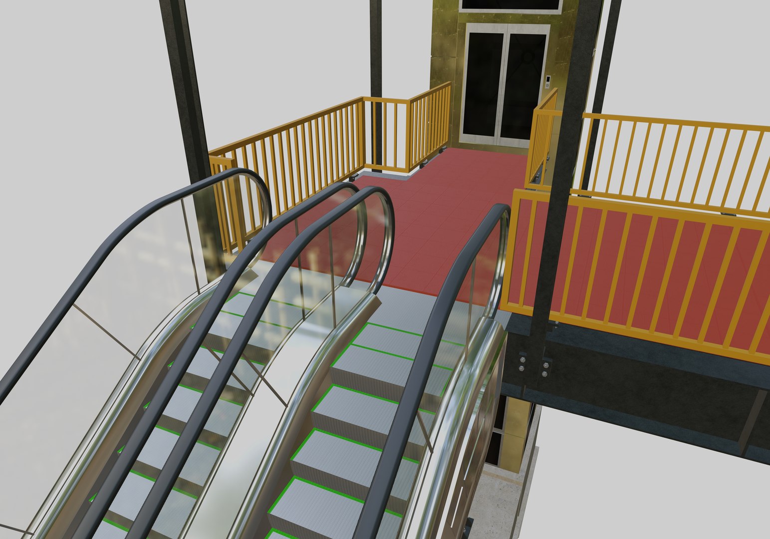 3D Steel Pedestrian Bridge-Elevator-Escalator-Straight Type-20 ...