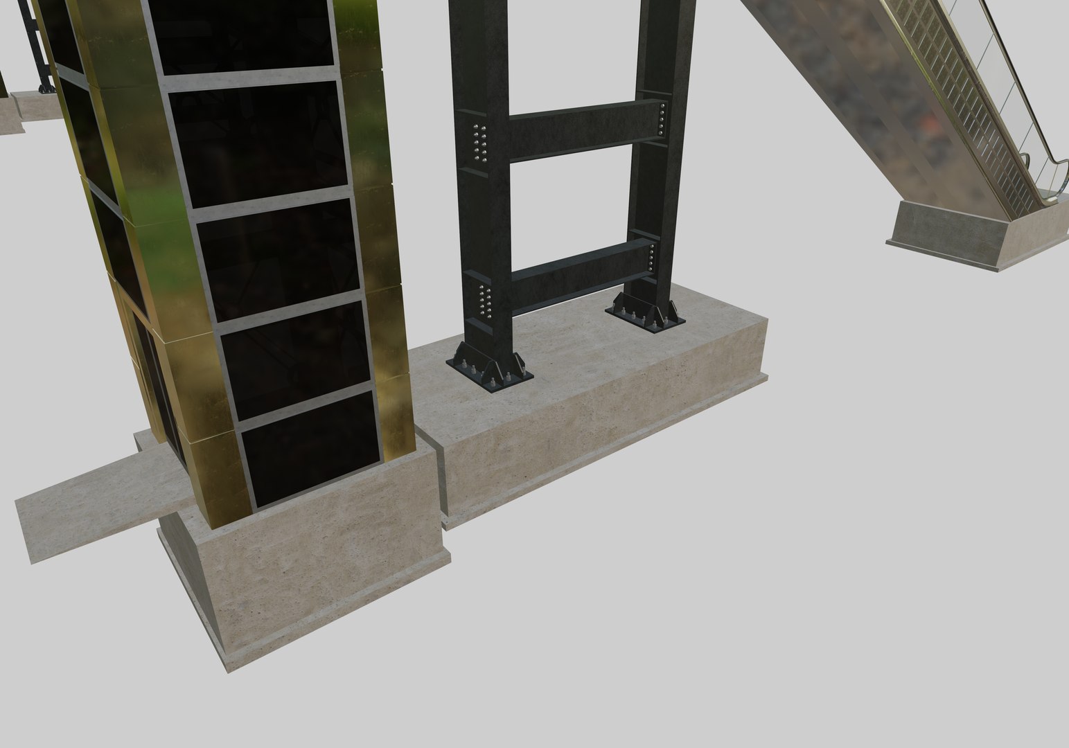 3D Steel Pedestrian Bridge-Elevator-Escalator-Straight Type-20 ...