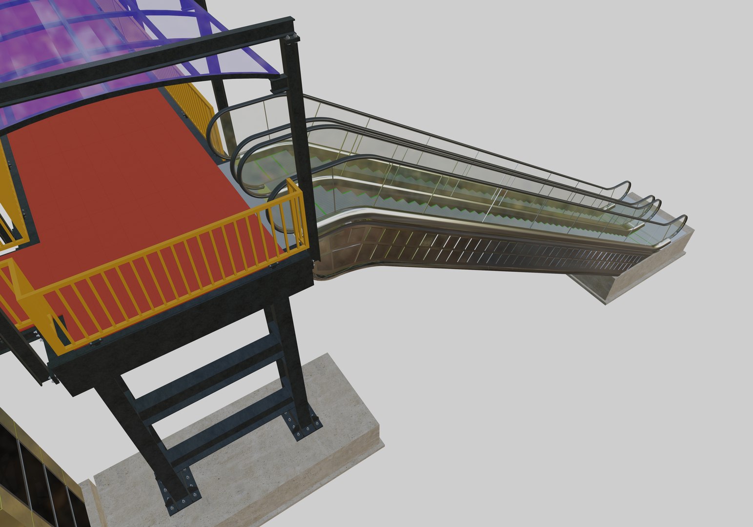 3D Steel Pedestrian Bridge-Elevator-Escalator-Straight Type-20 ...