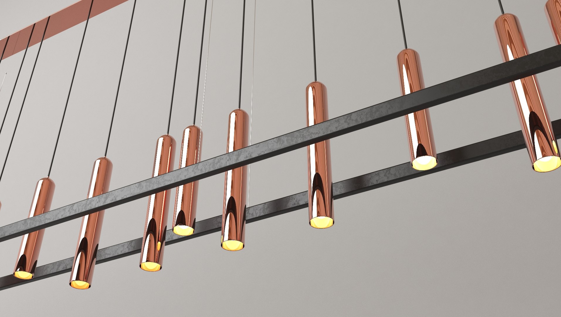 3D Long Pendant Copper Lamp Model - TurboSquid 1834832