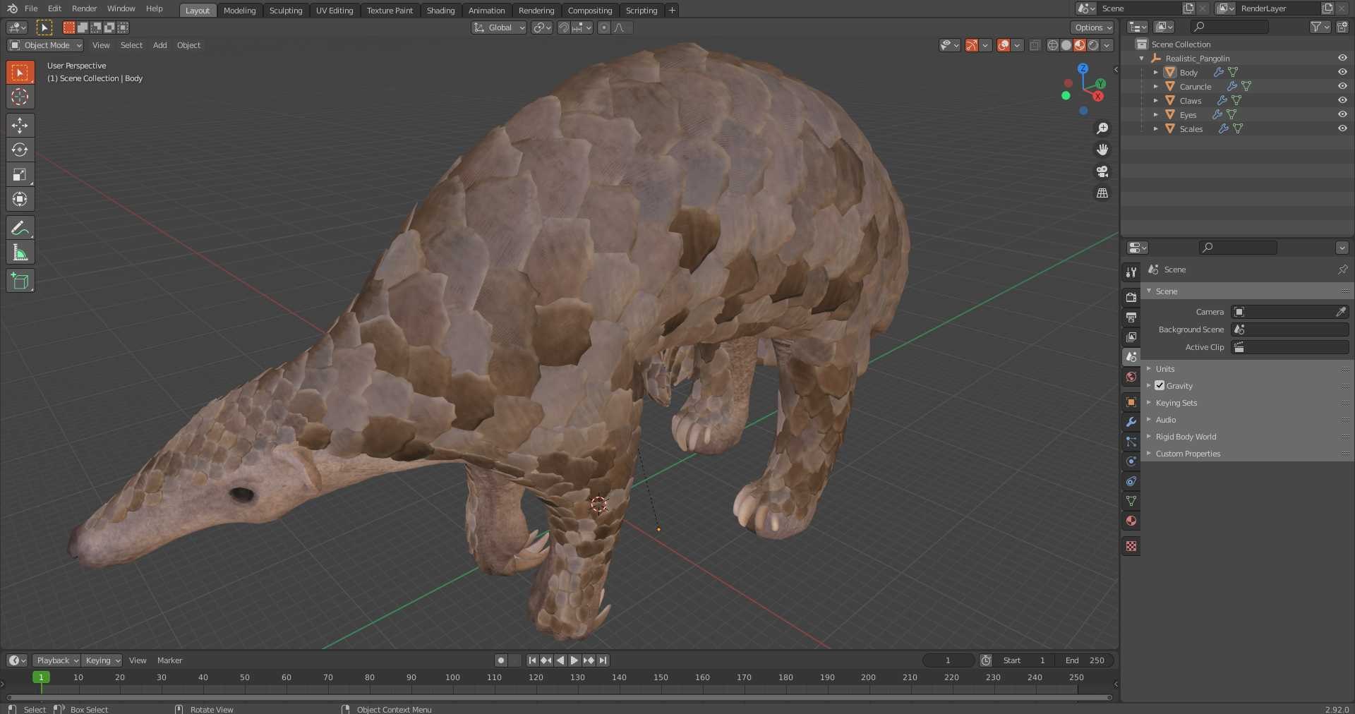Realistic Pangolin 3D Model - TurboSquid 2215314