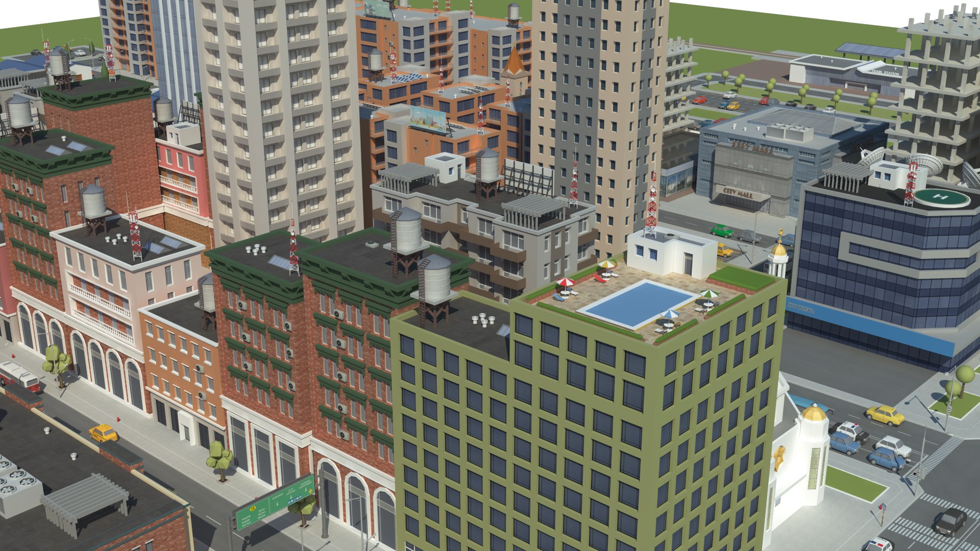 realistic city scene 3d max