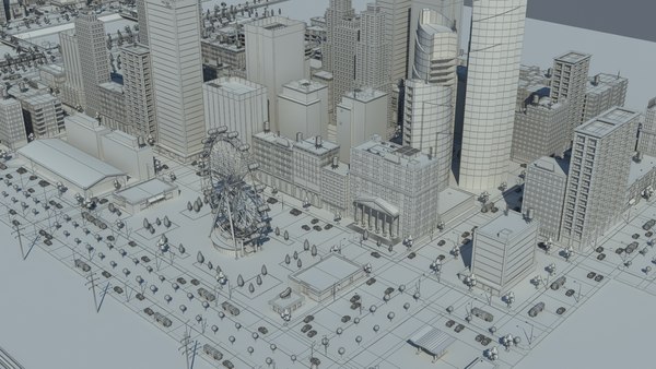 realistic city scene 3d max