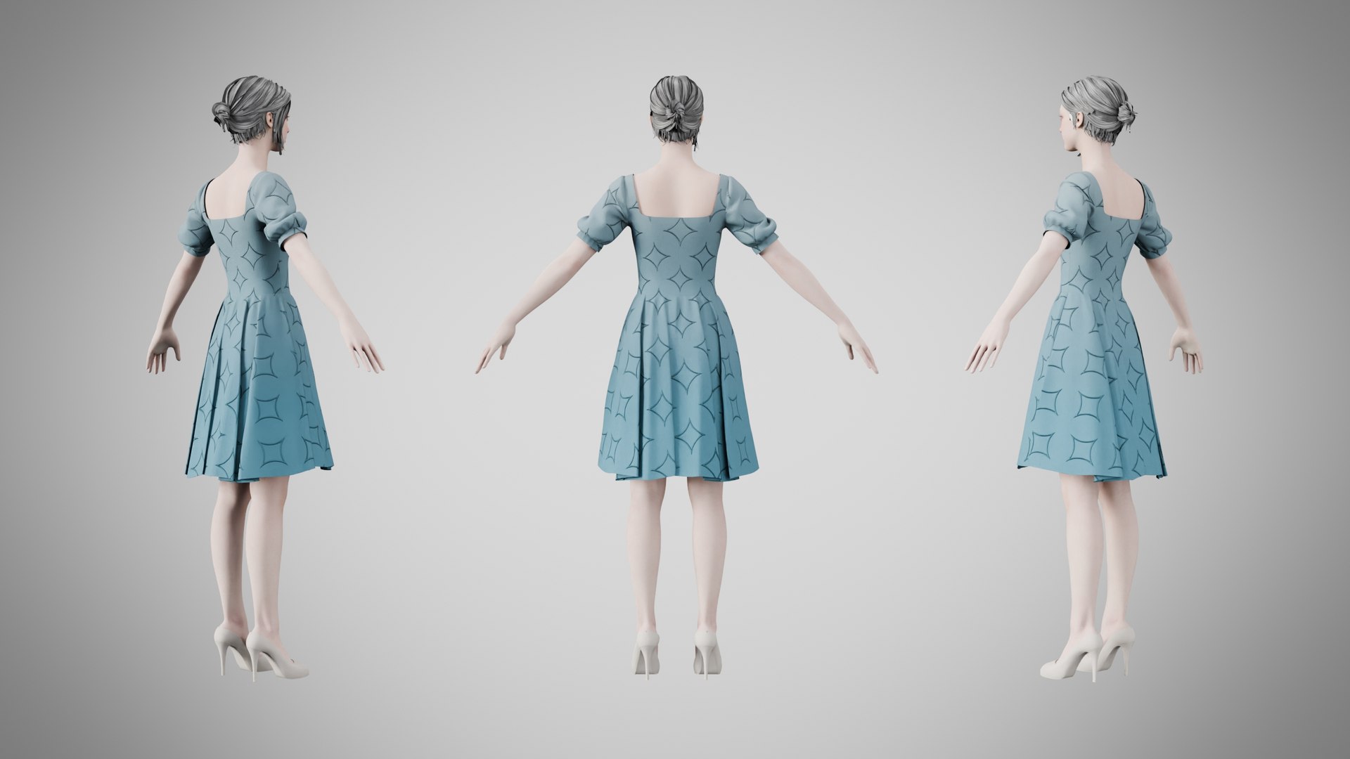 3D Dress 26 Weldon Blue With Design - TurboSquid 2481094