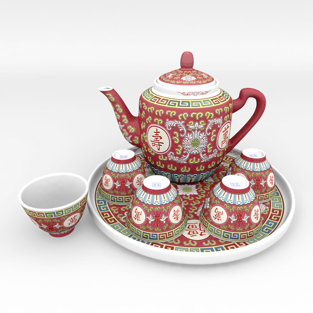 3d Model Traditional Chinese Porcelain Tea Set