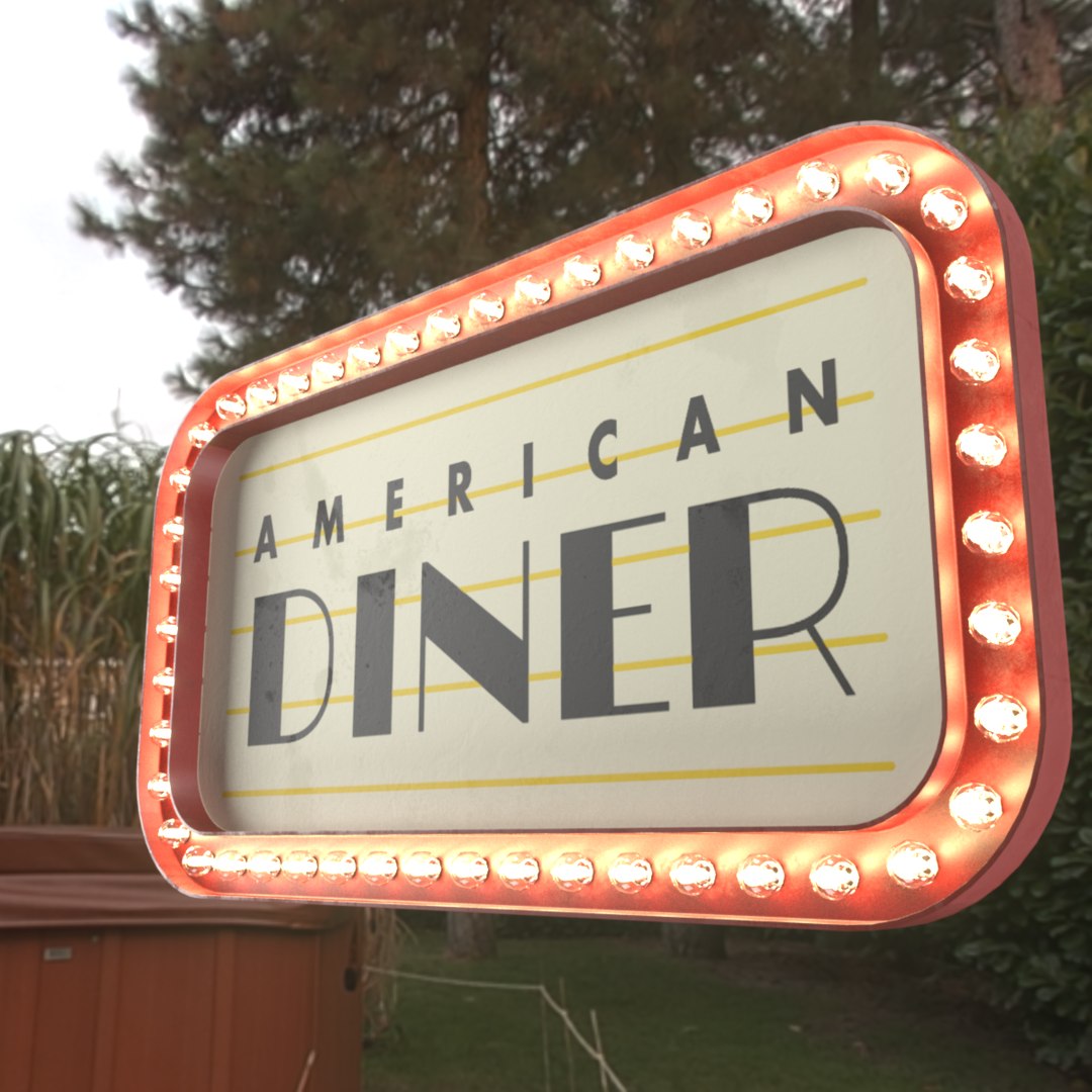 3D Retro Sign American Diner Model - TurboSquid 1616605