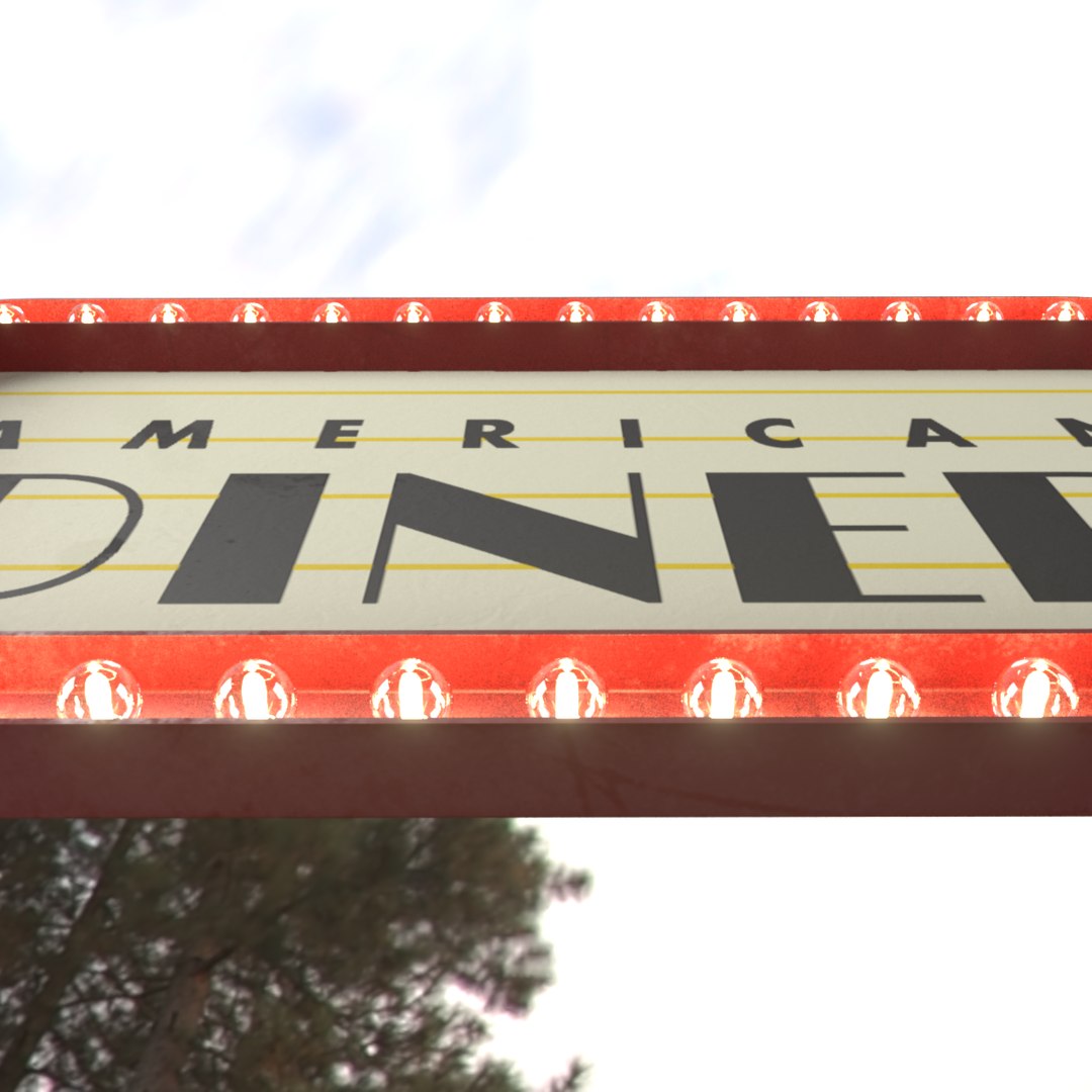 3D Retro Sign American Diner Model - TurboSquid 1616605