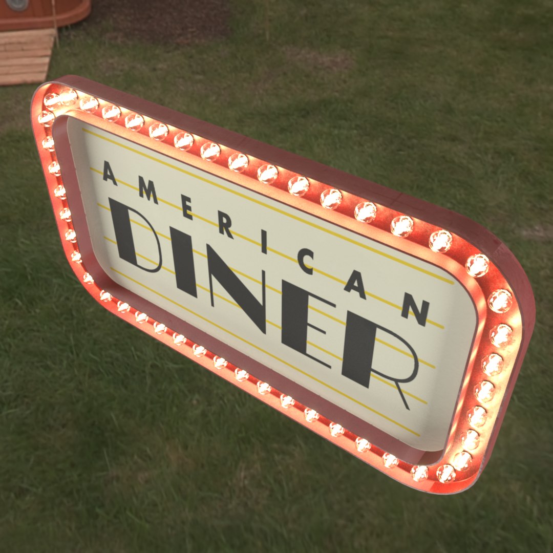 3D Retro Sign American Diner Model - TurboSquid 1616605