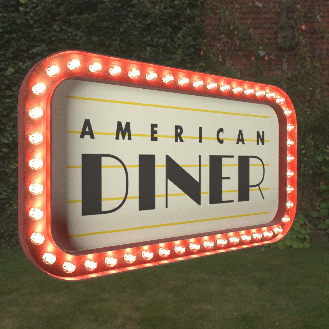 3D Retro Sign American Diner Model - TurboSquid 1616605