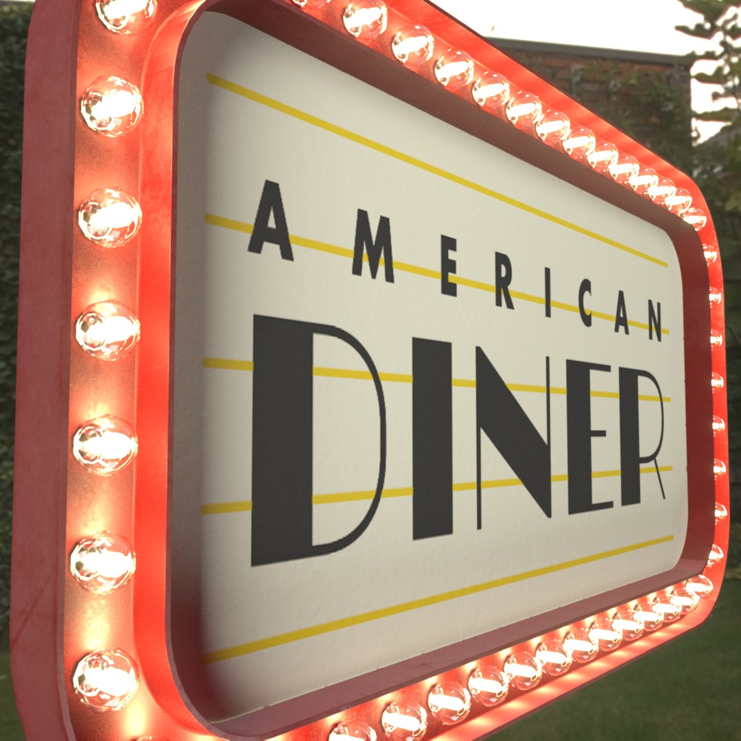 3D Retro Sign American Diner Model - TurboSquid 1616605