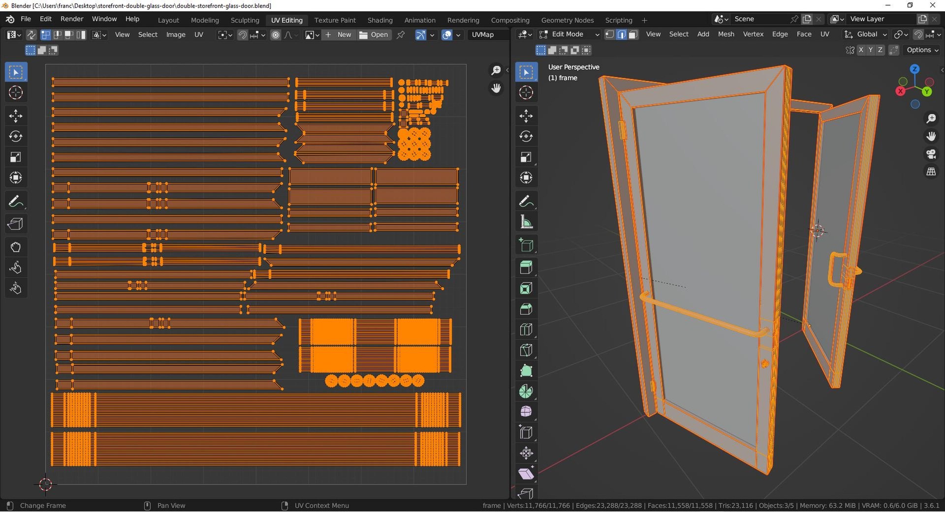 3D Double storefront glass door - TurboSquid 2109732