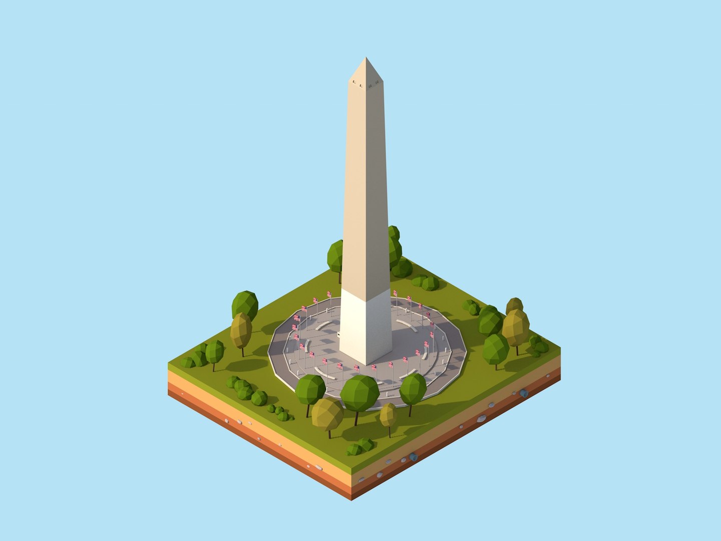 3D Cartoon Usa Washington Monument Model - TurboSquid 1372234