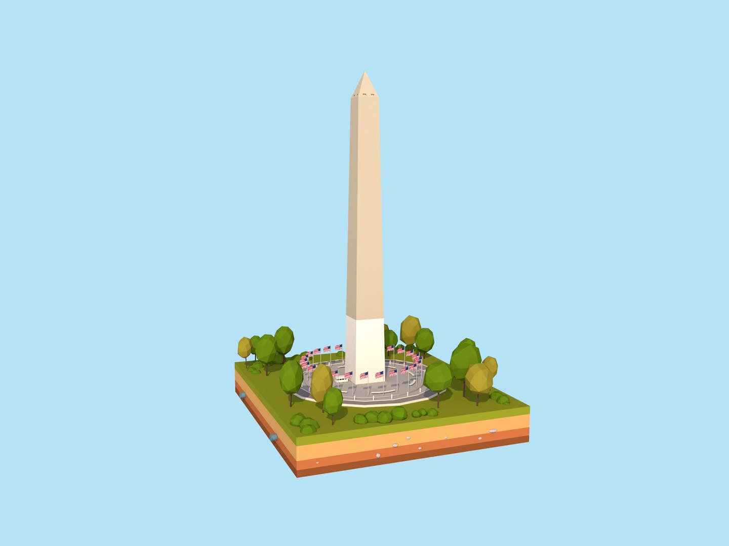 3D Cartoon Usa Washington Monument Model - TurboSquid 1372234