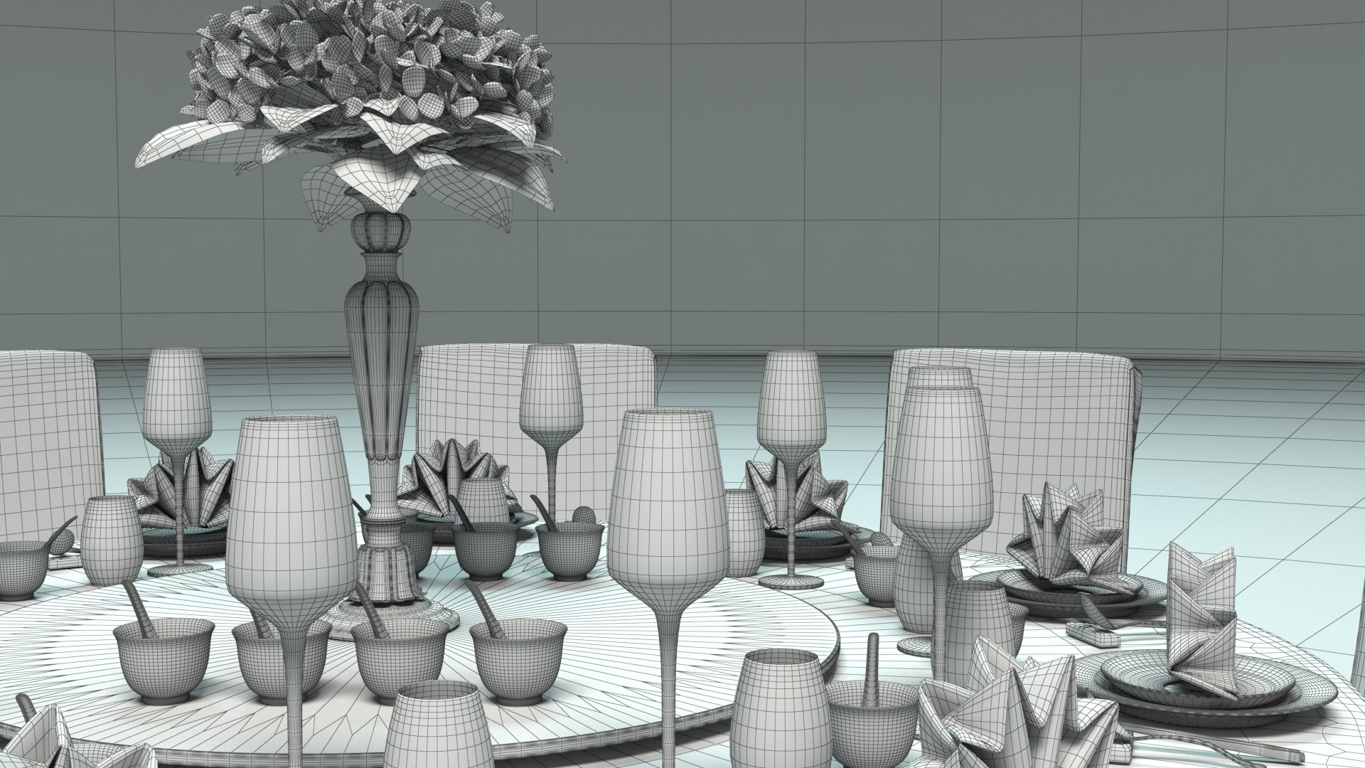 3D Banquet Dinner Table - TurboSquid 2175201