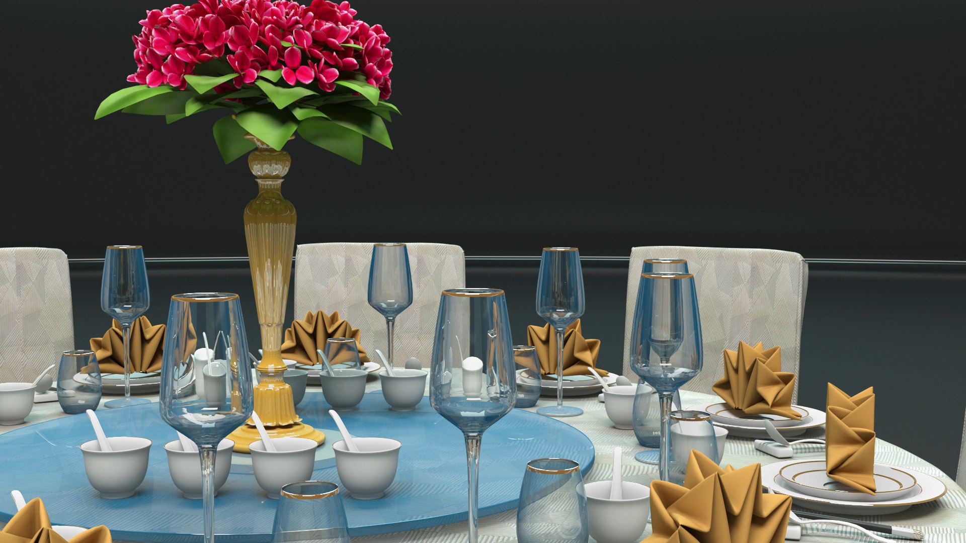 3D Banquet Dinner Table - TurboSquid 2175201