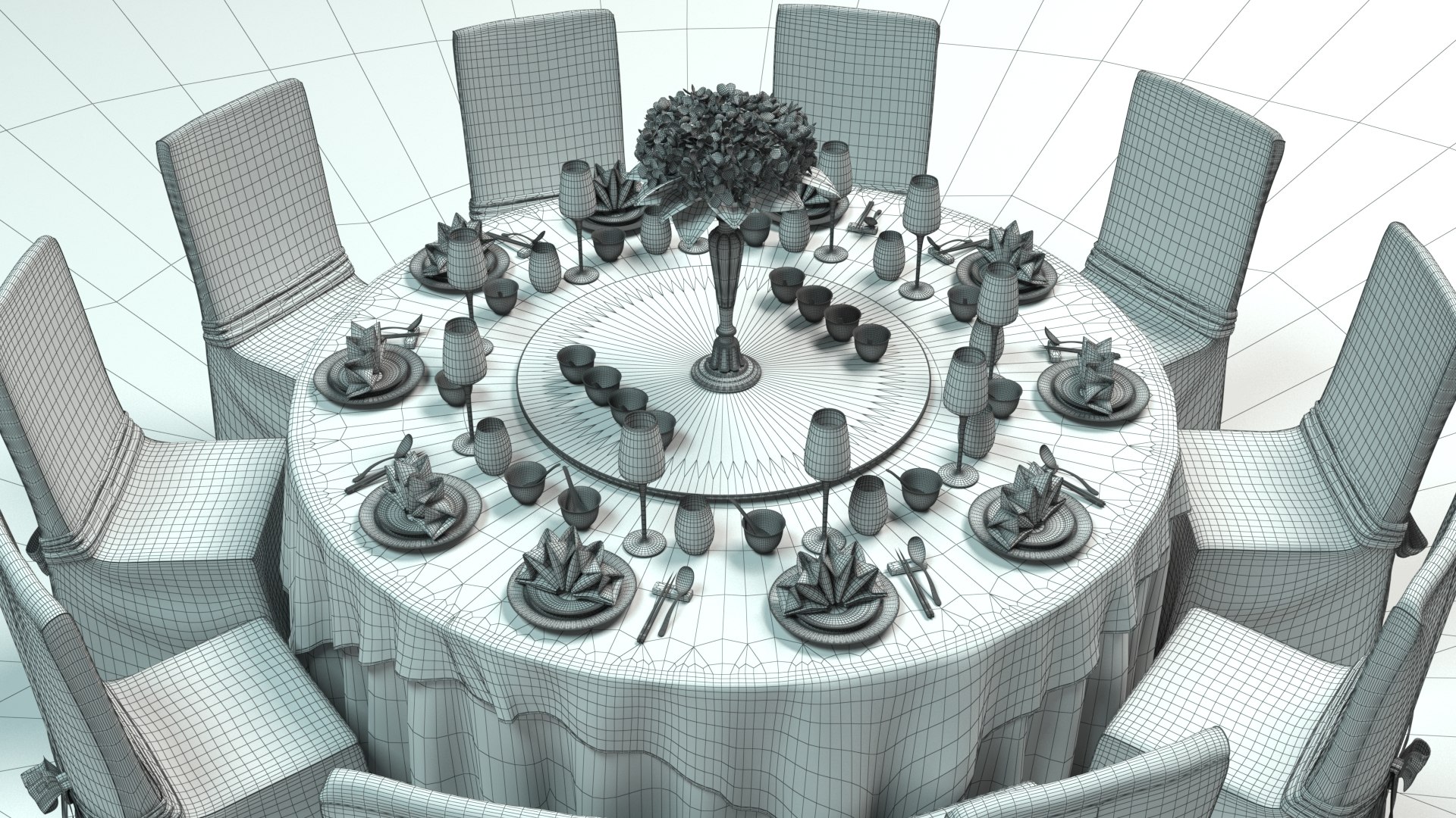 3D Banquet Dinner Table - TurboSquid 2175201