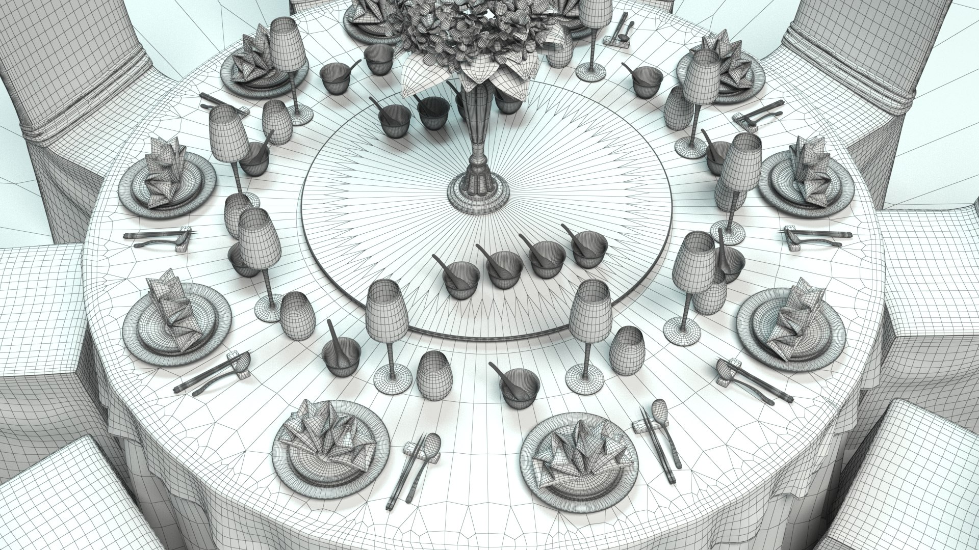 3D Banquet Dinner Table - TurboSquid 2175201