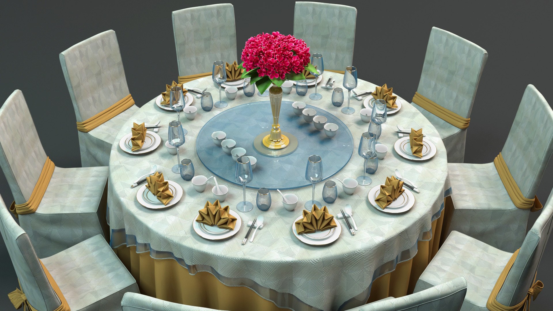 3D Banquet Dinner Table - TurboSquid 2175201