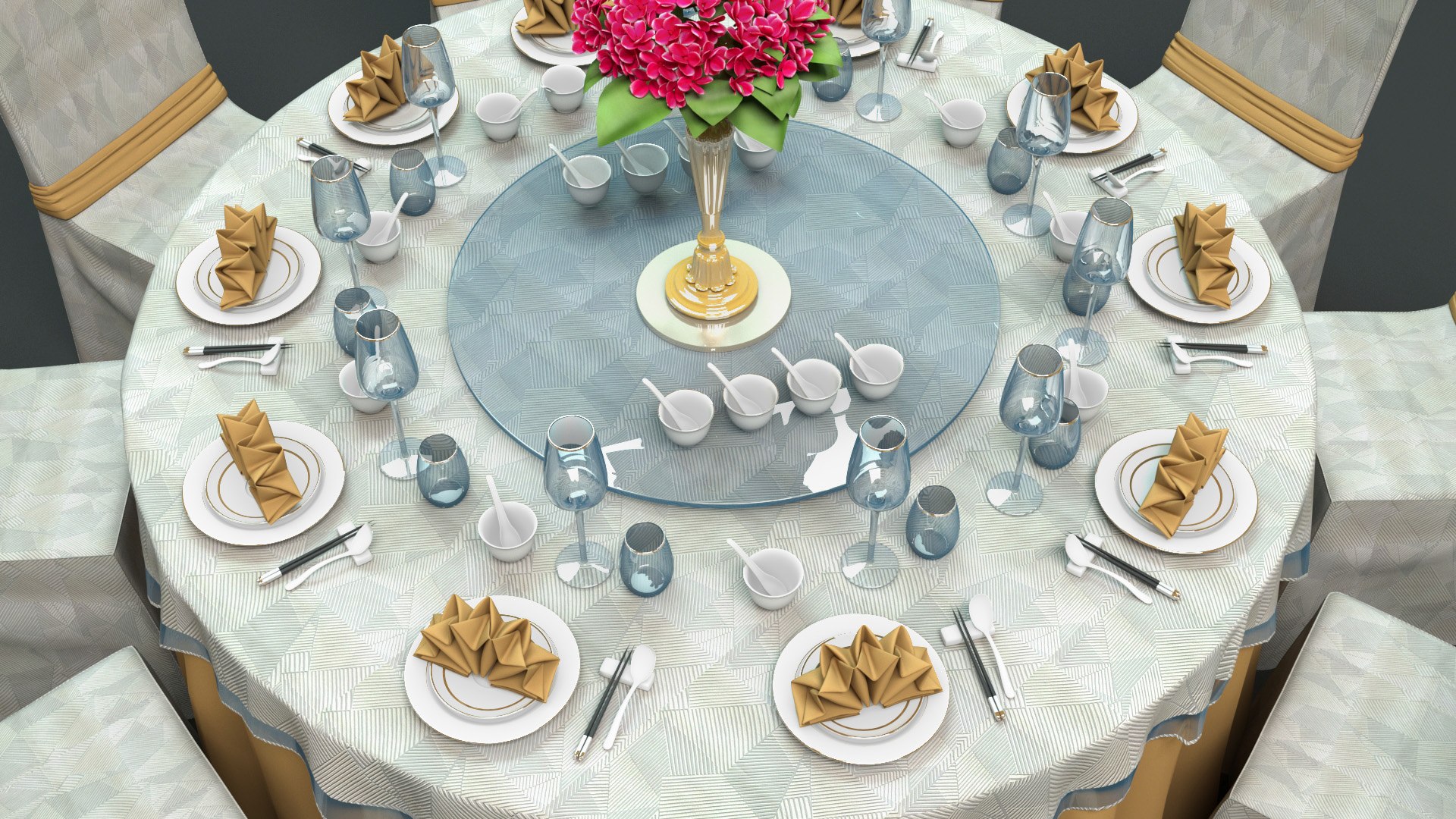 3D Banquet Dinner Table - TurboSquid 2175201