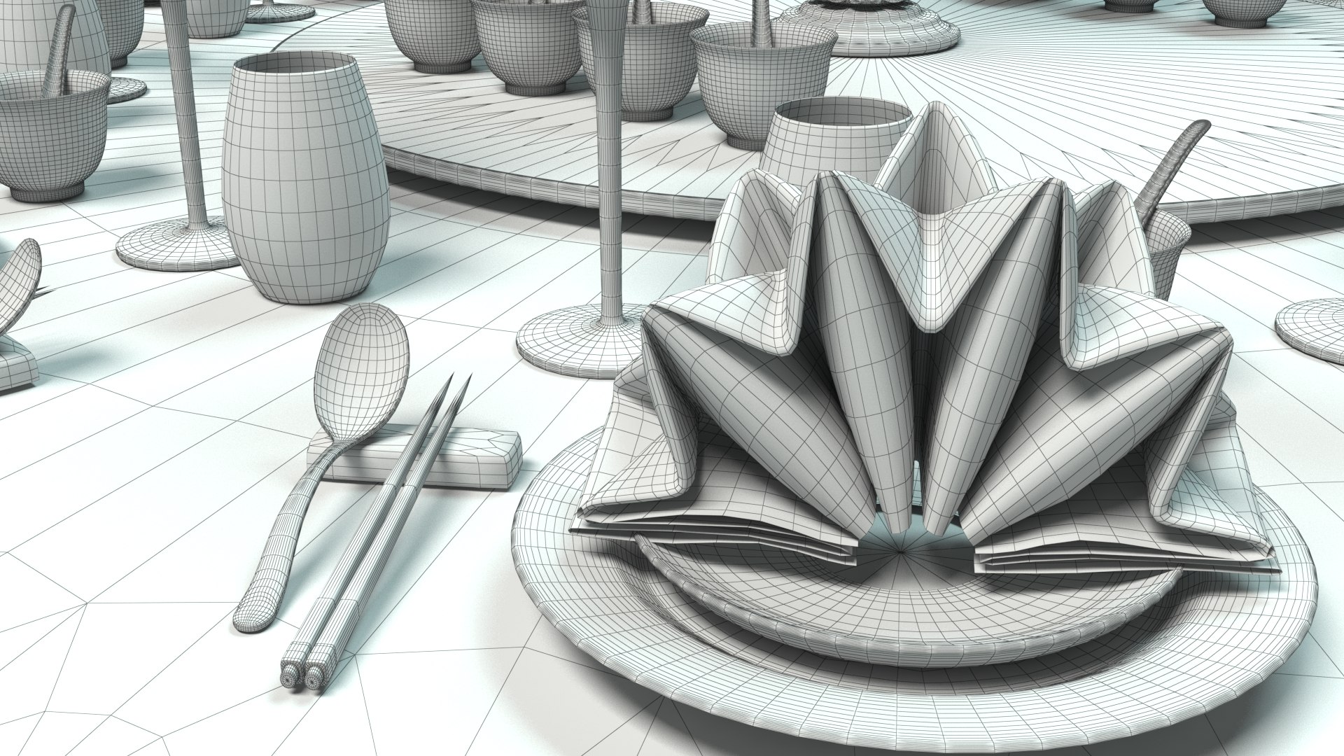 3D Banquet Dinner Table - TurboSquid 2175201