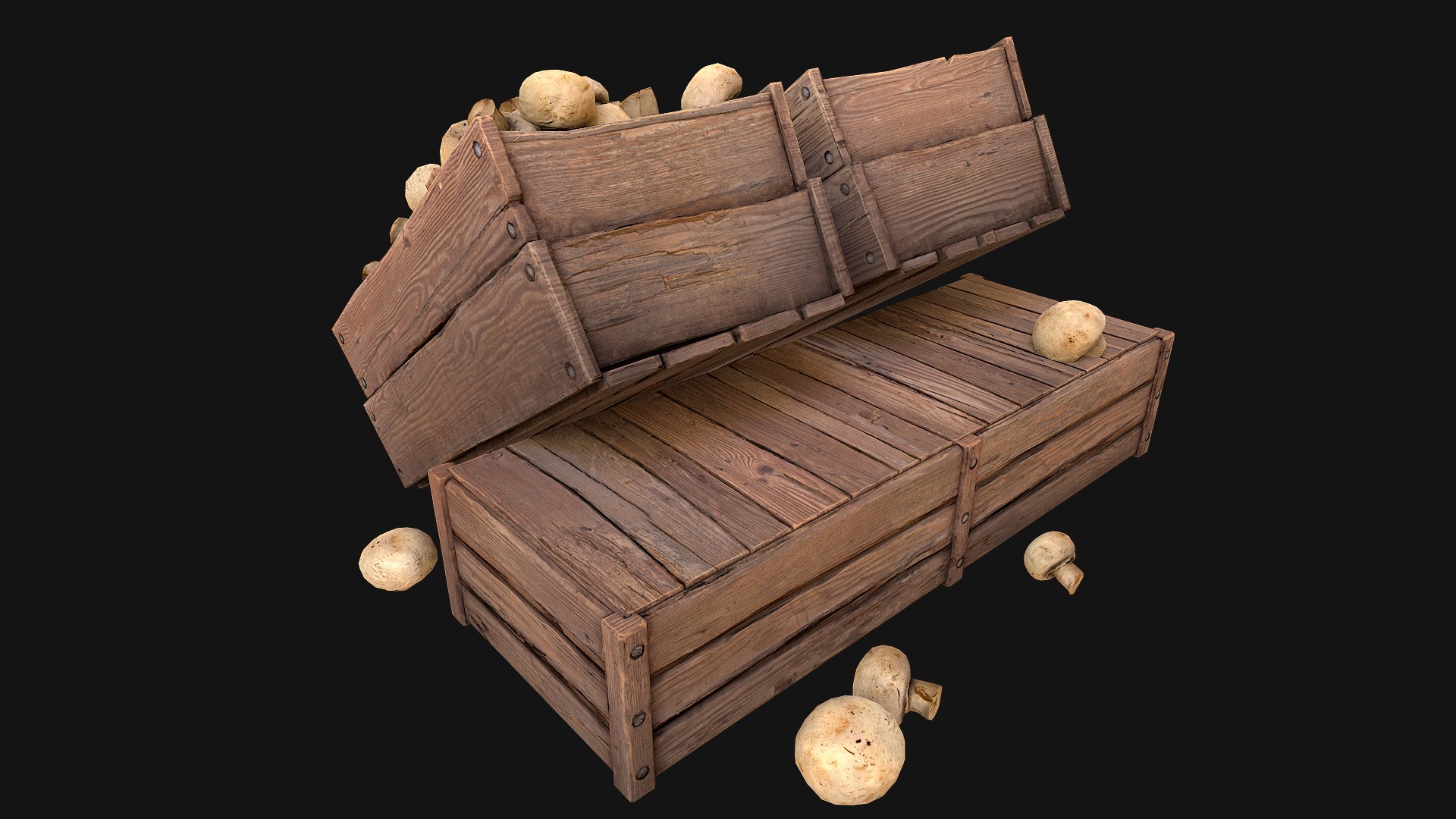 Mushrooms Crate Stand Box 3D Model - TurboSquid 1930189