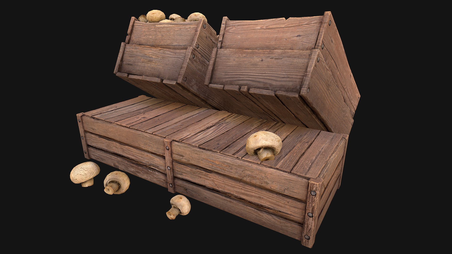 Mushrooms Crate Stand Box 3D Model - TurboSquid 1930189