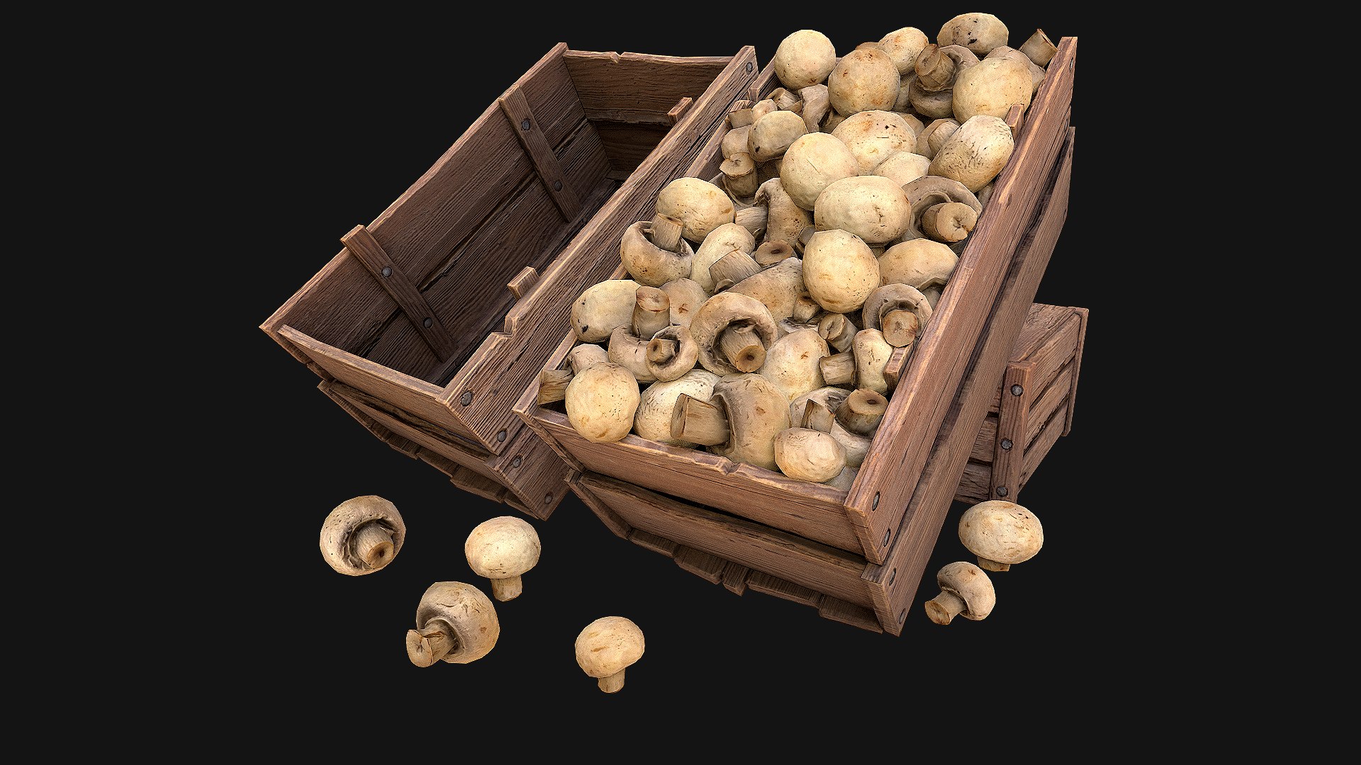 Mushrooms Crate Stand Box 3D model - TurboSquid 1930189