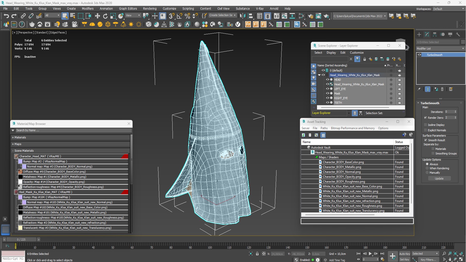 3D Model Head Wearing White Ku Klux Klan Mask - TurboSquid 2349850