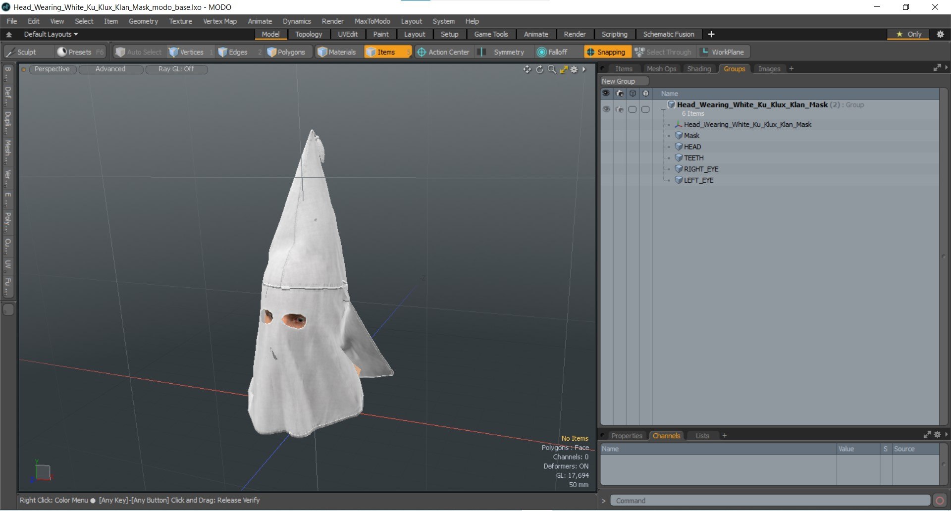 3D Model Head Wearing White Ku Klux Klan Mask - TurboSquid 2349850