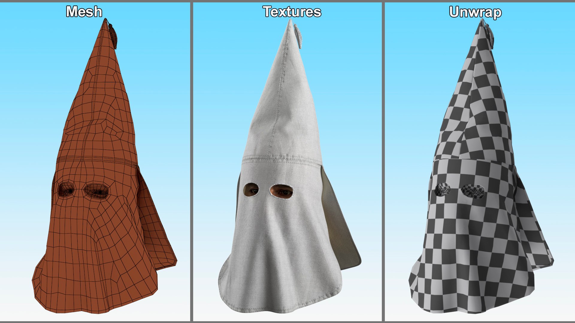 3D Model Head Wearing White Ku Klux Klan Mask - TurboSquid 2349850