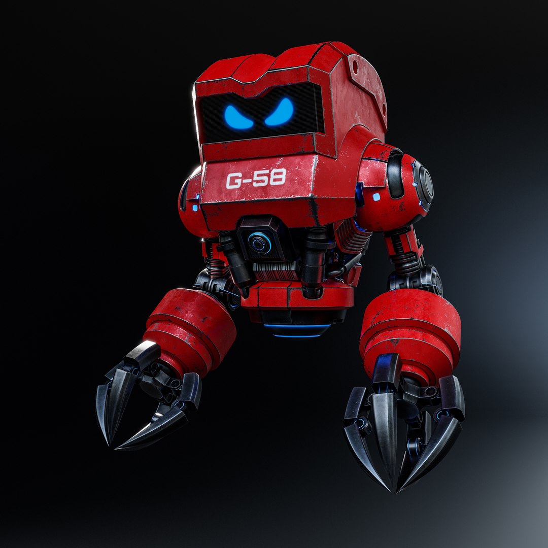 3D Cute Space Robot Rigged G-58 Red Model - TurboSquid 2012065