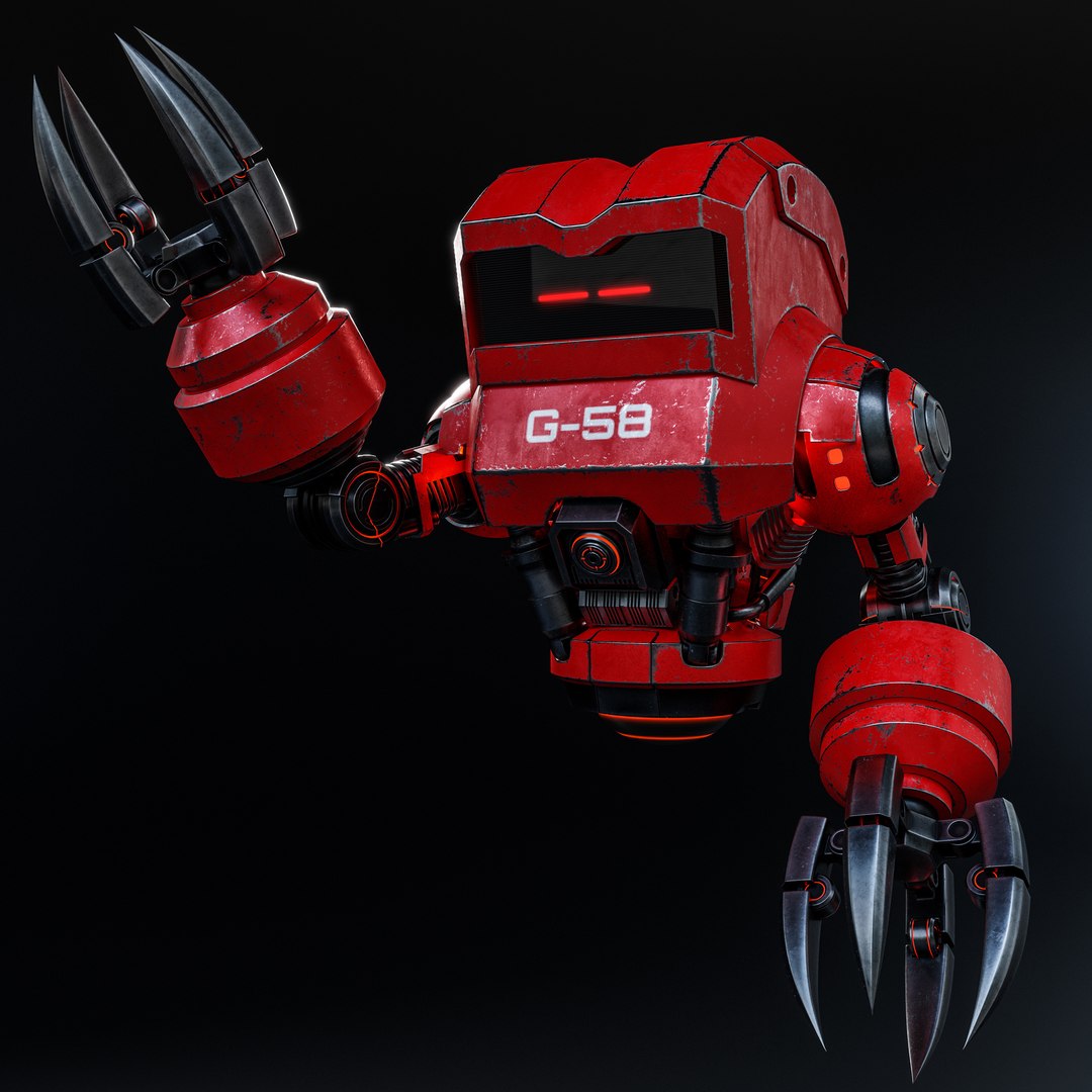 3D Cute Space Robot Rigged G-58 Red Model - TurboSquid 2012065
