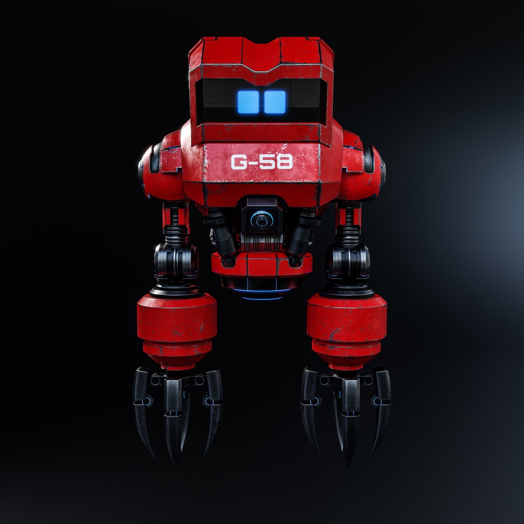 3D Cute Space Robot Rigged G-58 Red Model - TurboSquid 2012065