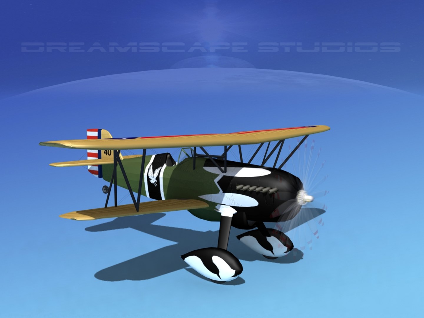 3d Curtiss Hawk Fighter P-6 Model