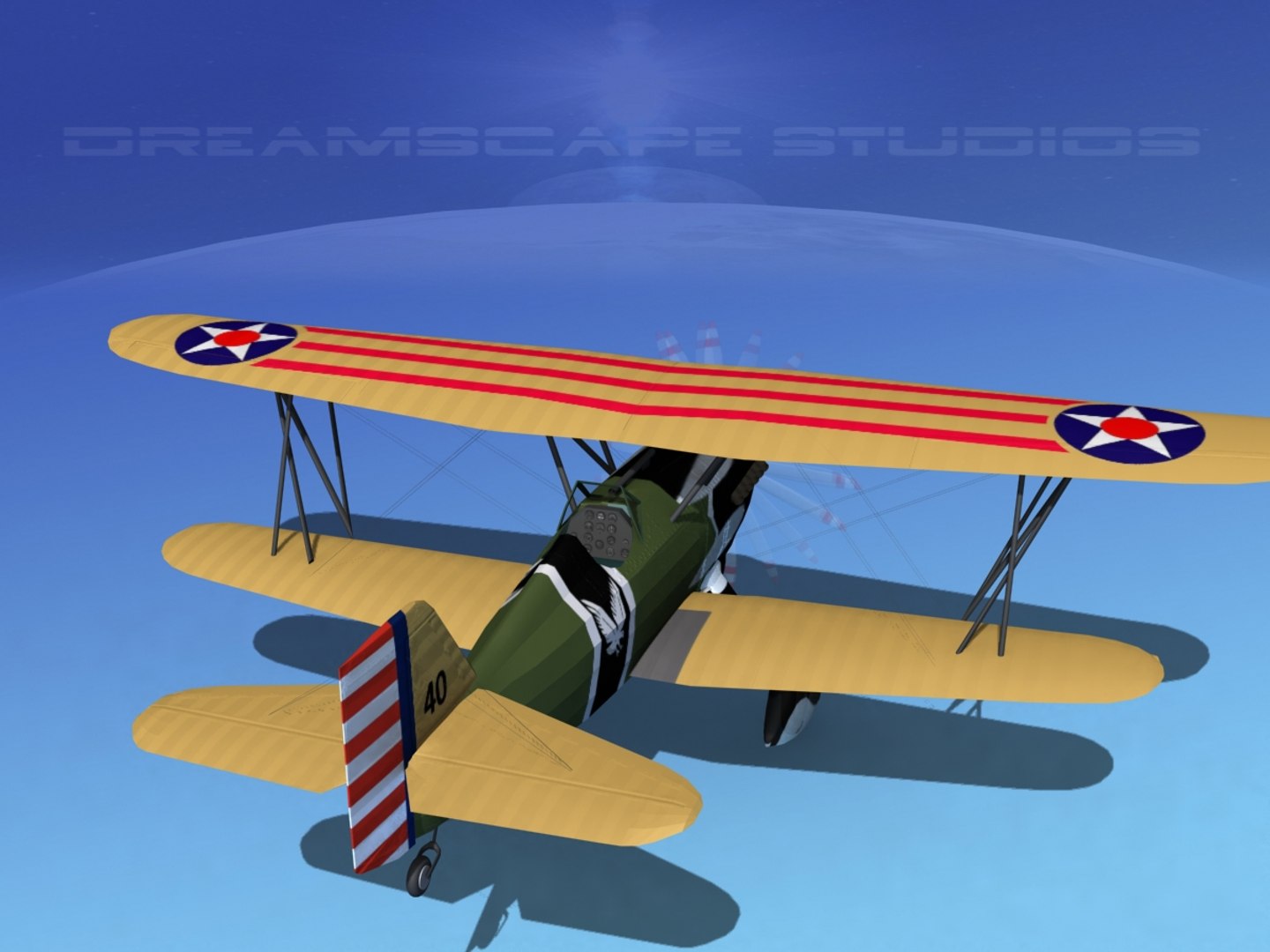3d Curtiss Hawk Fighter P-6 Model