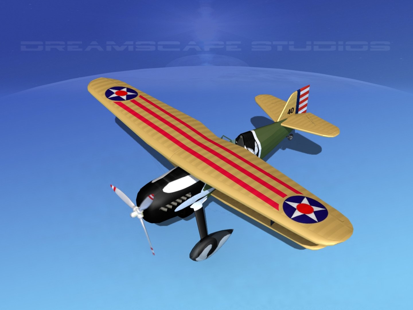 3d Curtiss Hawk Fighter P-6 Model