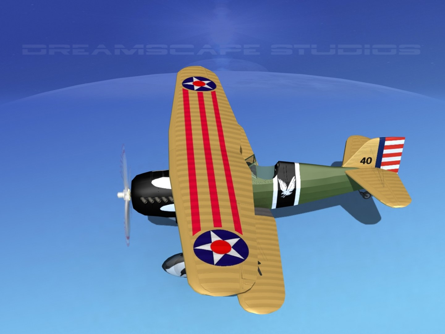 3d Curtiss Hawk Fighter P-6 Model
