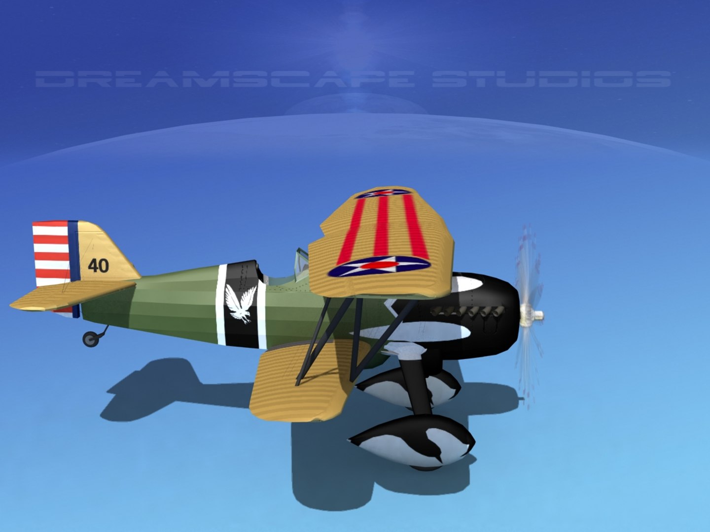 3d Curtiss Hawk Fighter P-6 Model