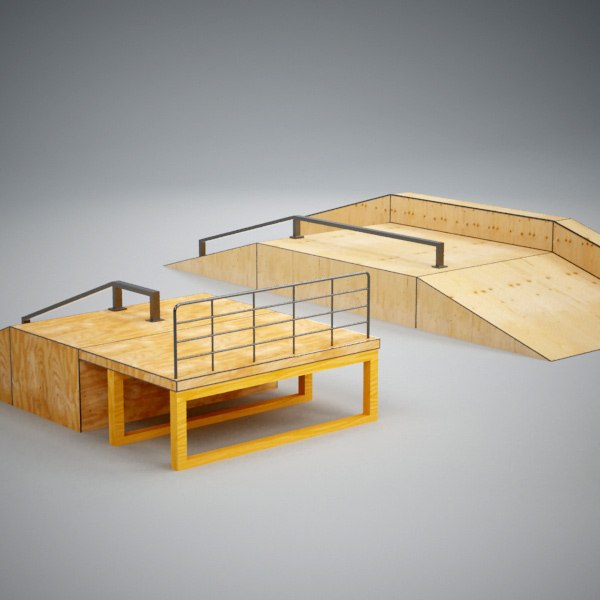 3d skatepark ramp vertices model