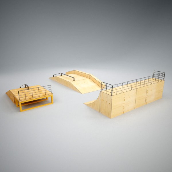 3d skatepark ramp vertices model