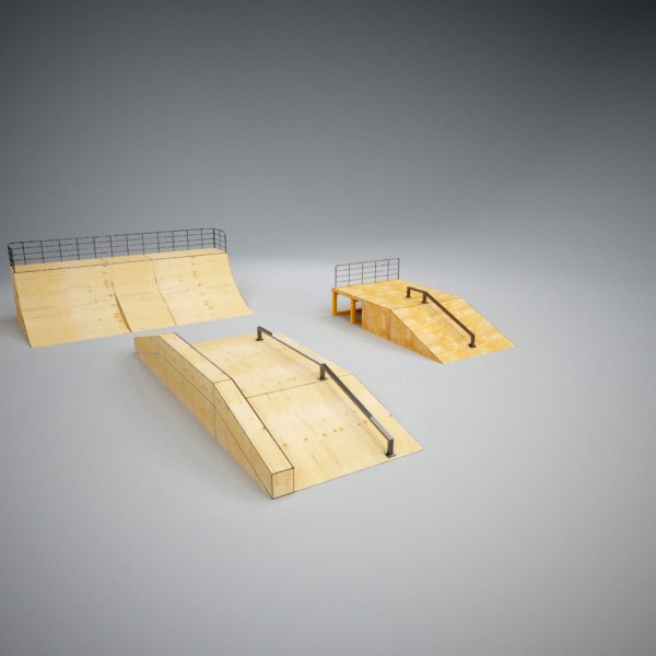 3d skatepark ramp vertices model