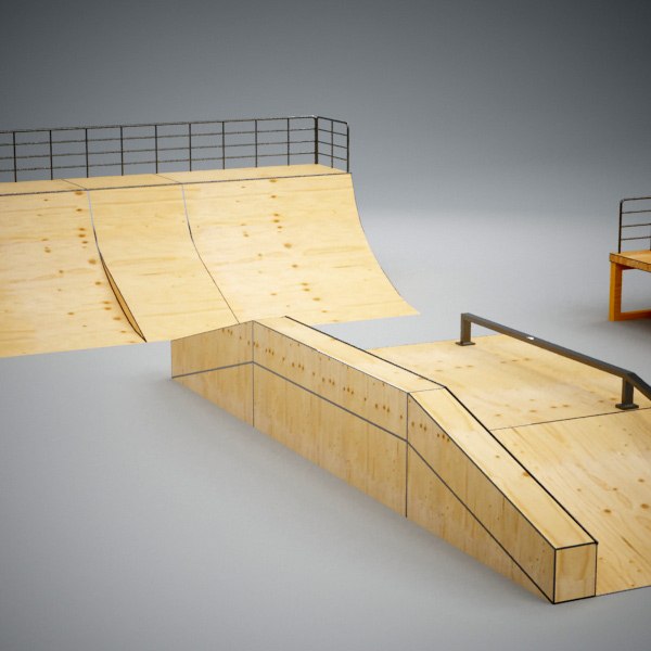 3d skatepark ramp vertices model
