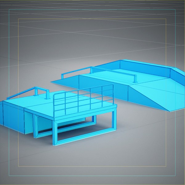 3d skatepark ramp vertices model