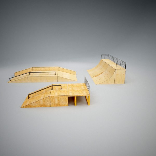 3d skatepark ramp vertices model