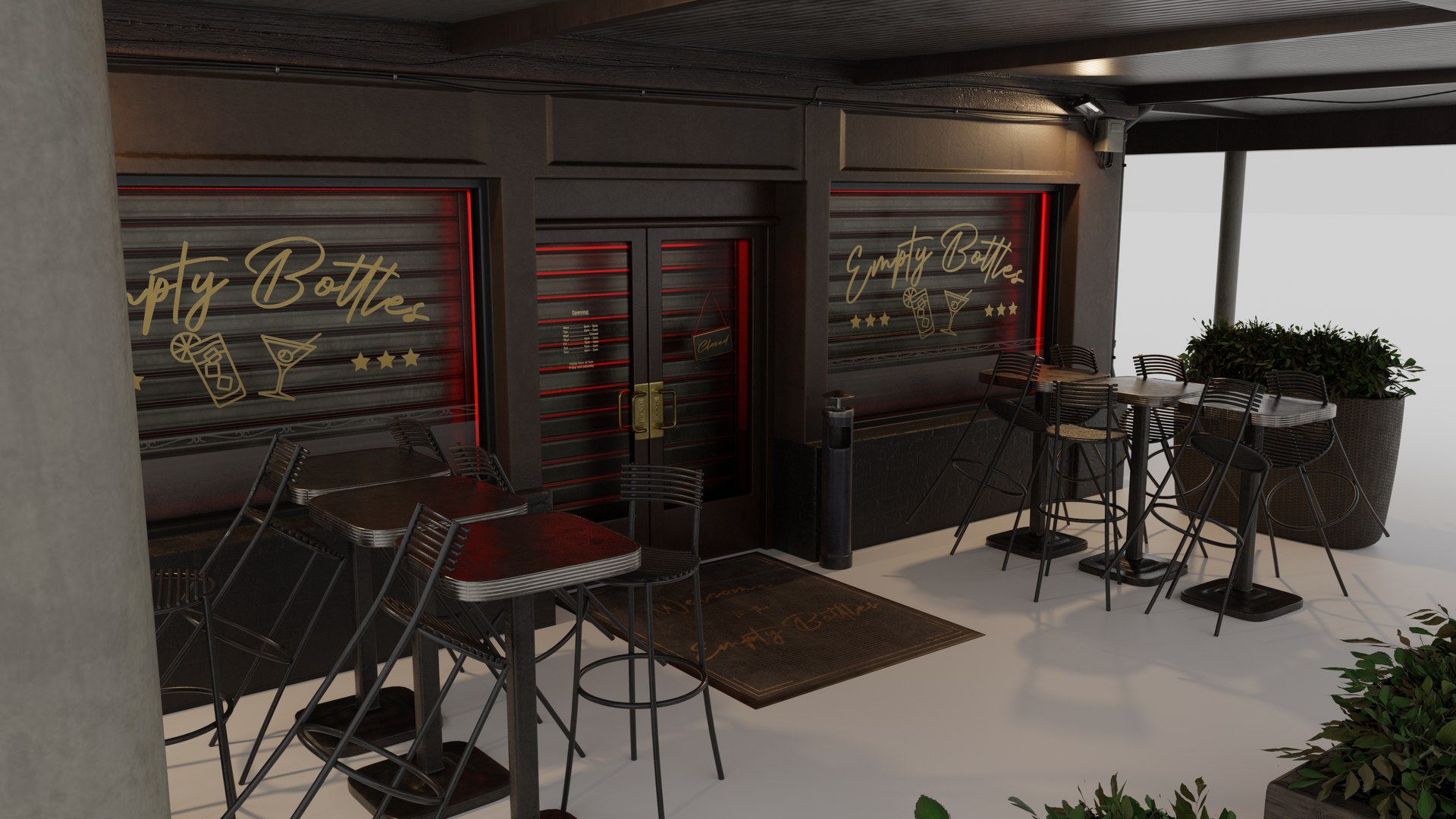 Shops bar and laundromat model - TurboSquid 2028486