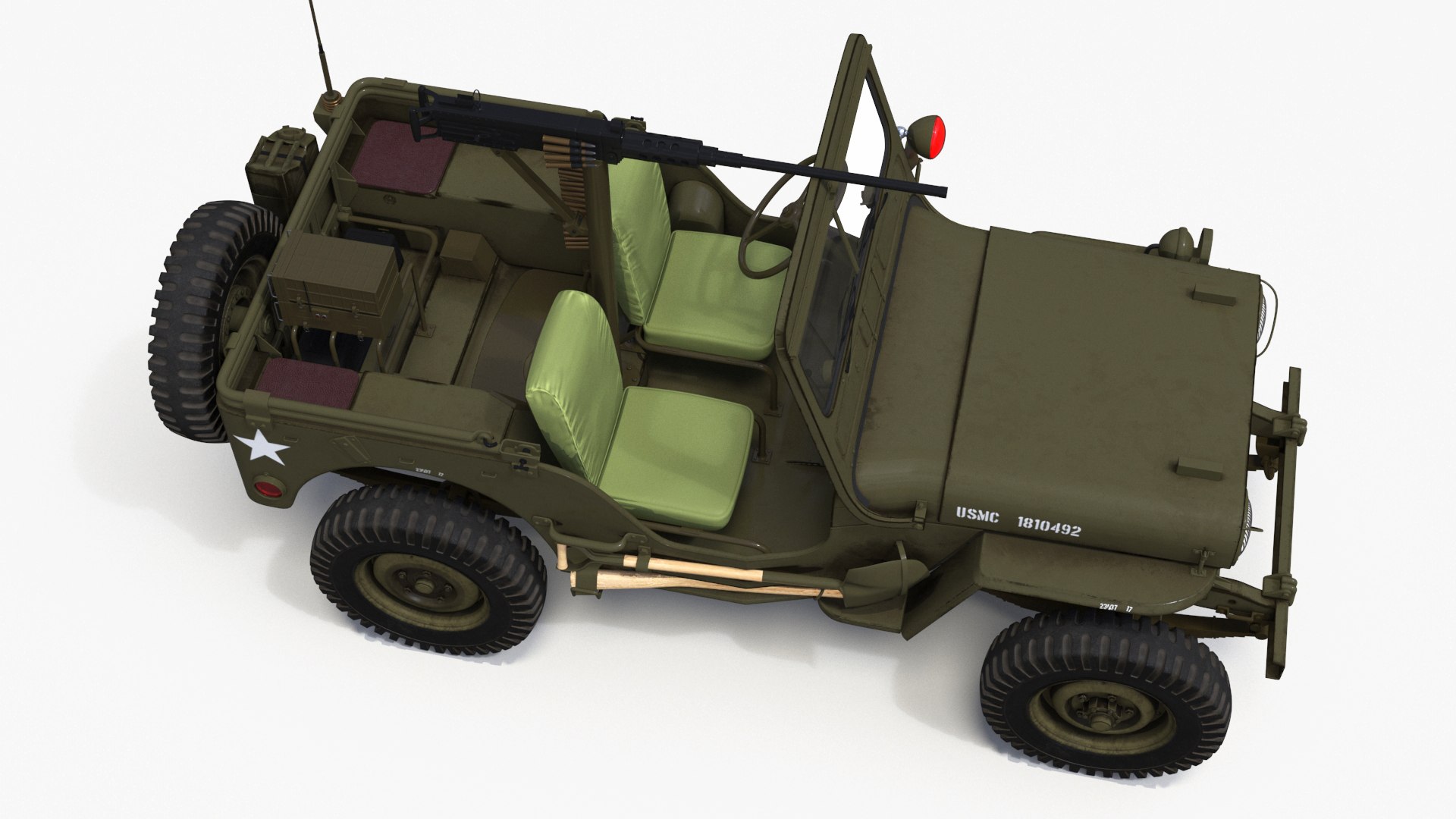 3D Military Jeep Willys M38 With Mounted Gun Rigged For Cinema 4D Model ...