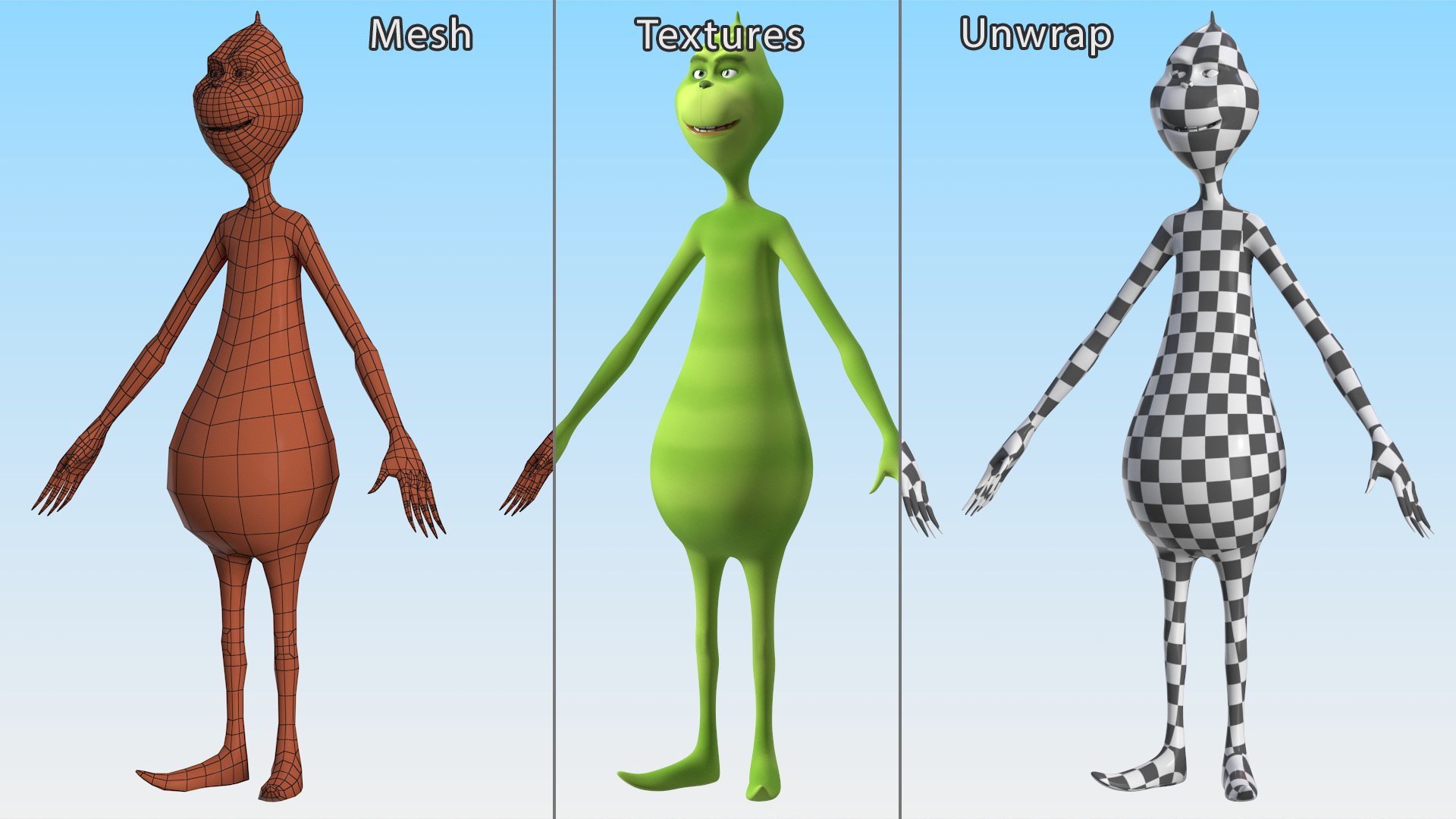 Cartoon Grinch Character T-Pose Model - TurboSquid 2117684