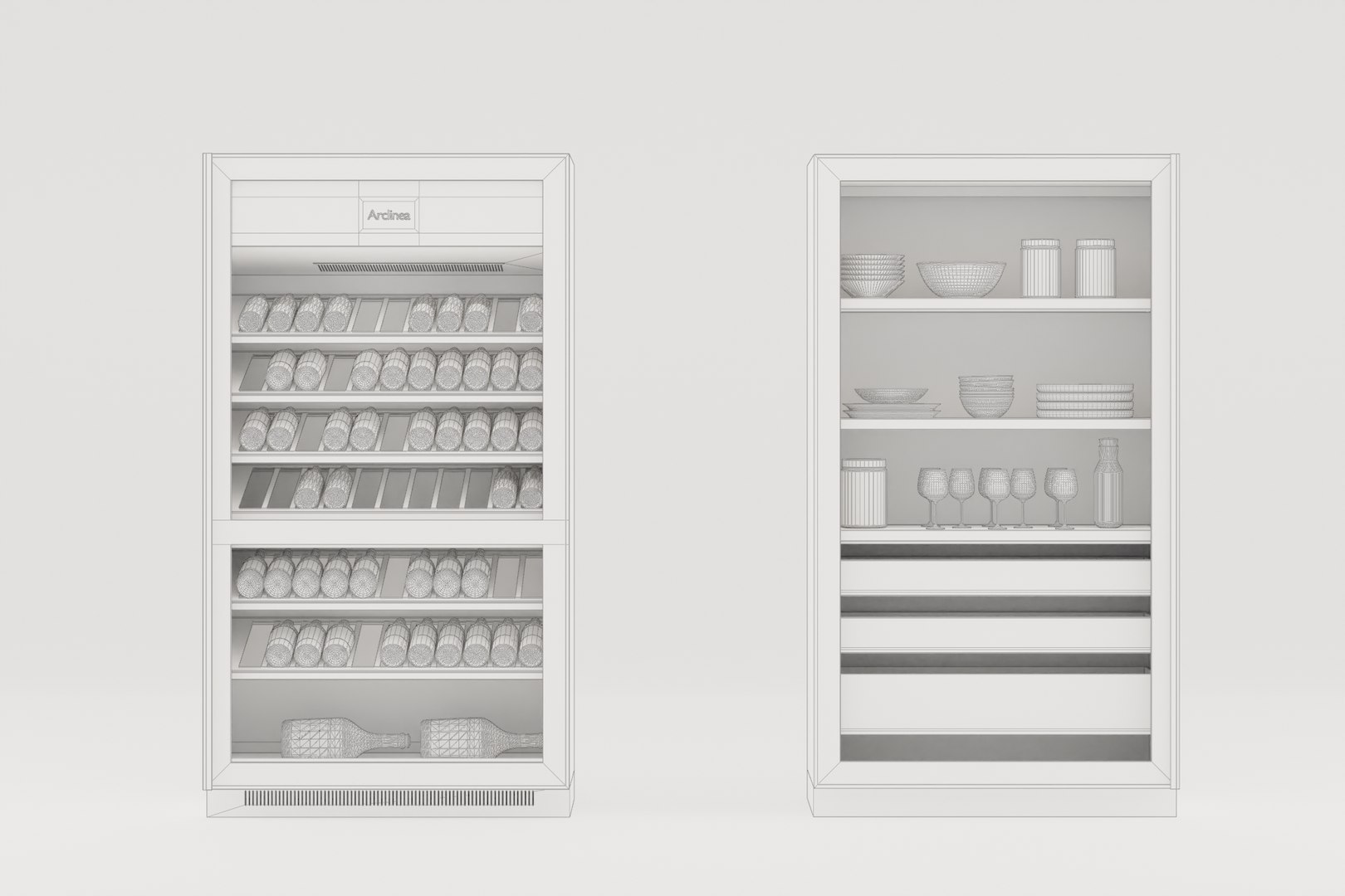 Arclinea Cellar - Wine Fridge System - Vina And Madia Modules 3D Model ...