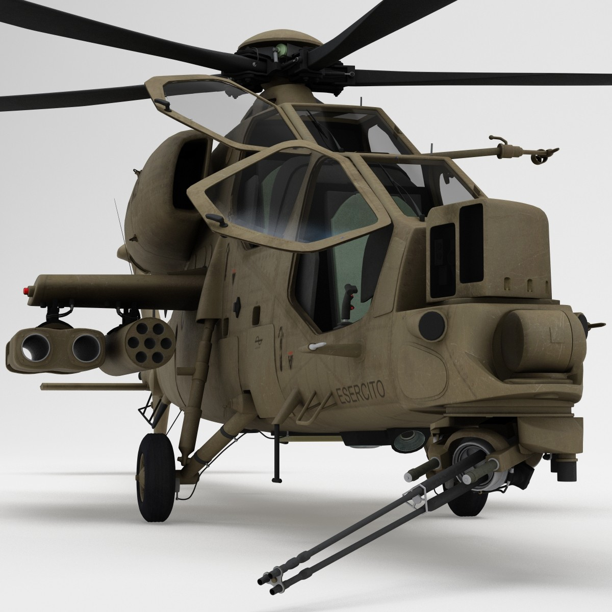 3d rigged military helicopter model